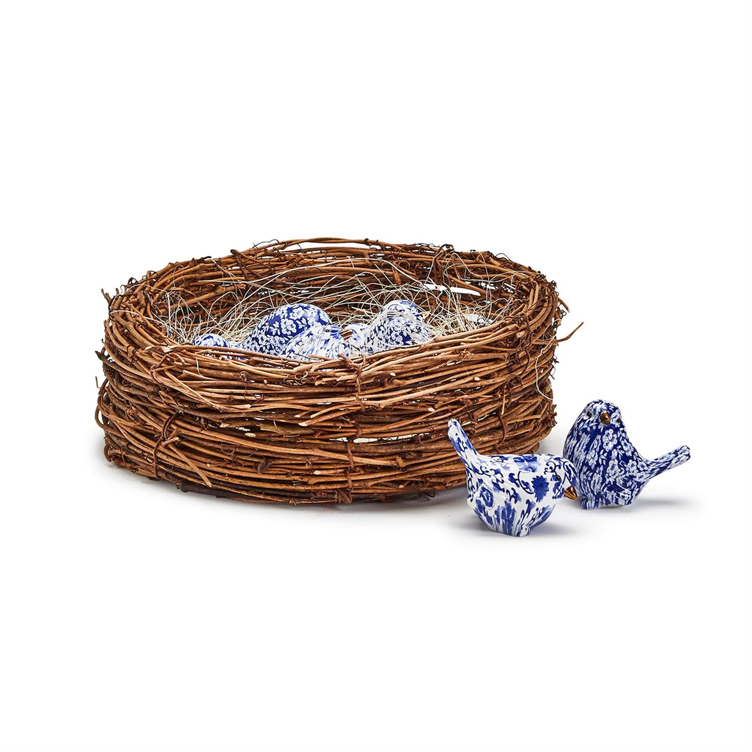 Chinoiserie Blue Robin 24 Pc Decorative Birds Unit with Nest Countertop ...