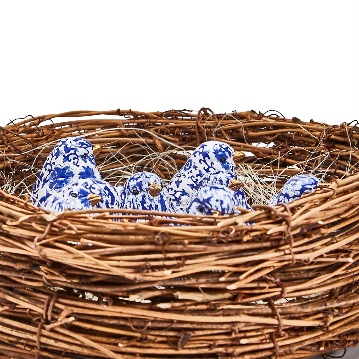 Chinoiserie Blue Robin 24 Pc Decorative Birds Unit with Nest Countertop ...