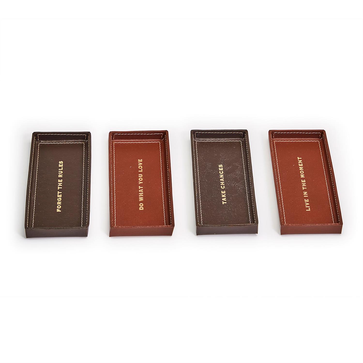 Genuine Leather Desk / Office / Trinket Tray with Gold Foil Assorted 2 ...