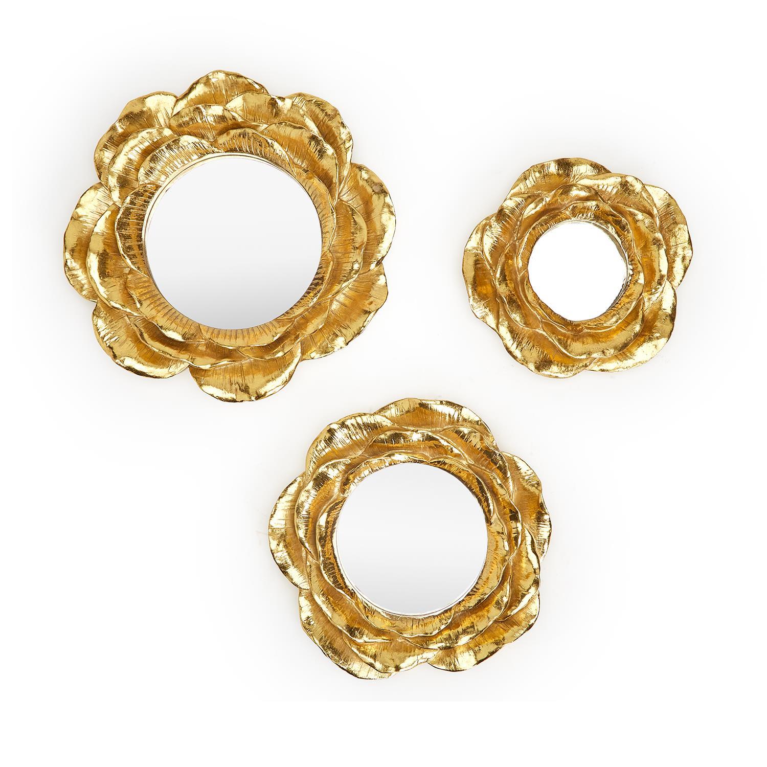Golden Fleur Set of 3 Wall Decor with Mirror Insert