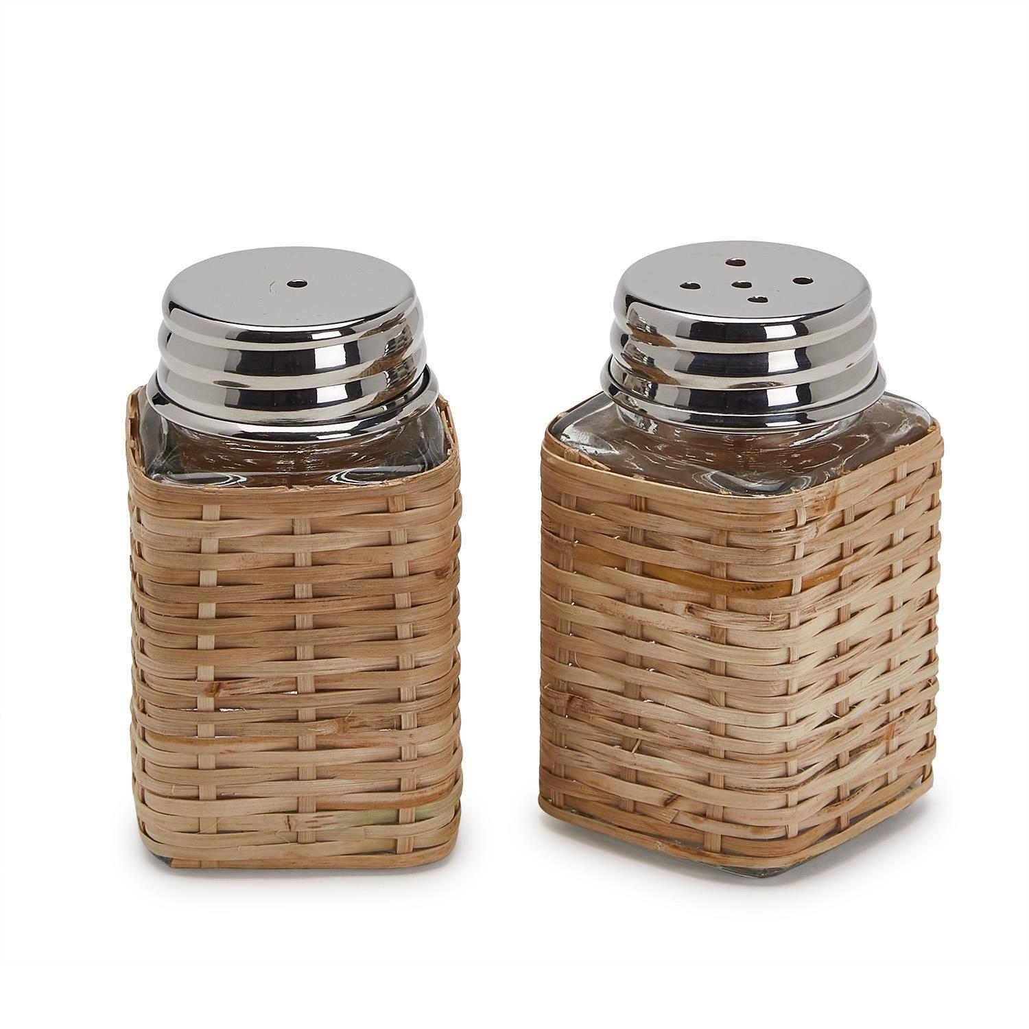Rattan Set of 2 Salt and Pepper Shakers