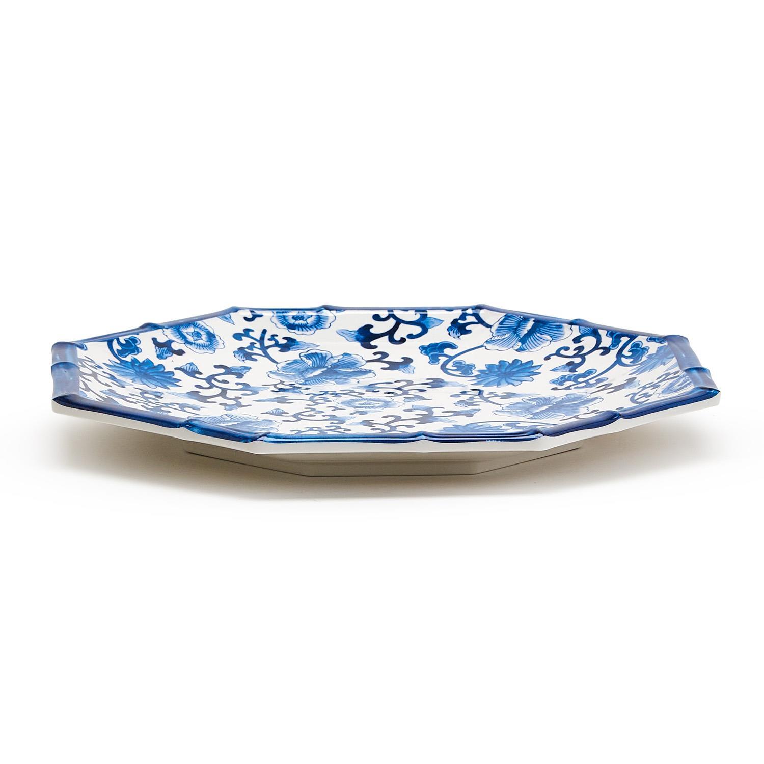 S/4 Chinoiserie Touch Octagonal Salad / Dessert Plate