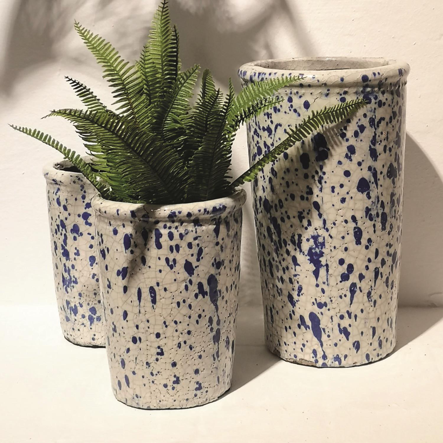 12Pc Indigo Splash Vase Includes: 8 pcs Small and 4 Pcs Large