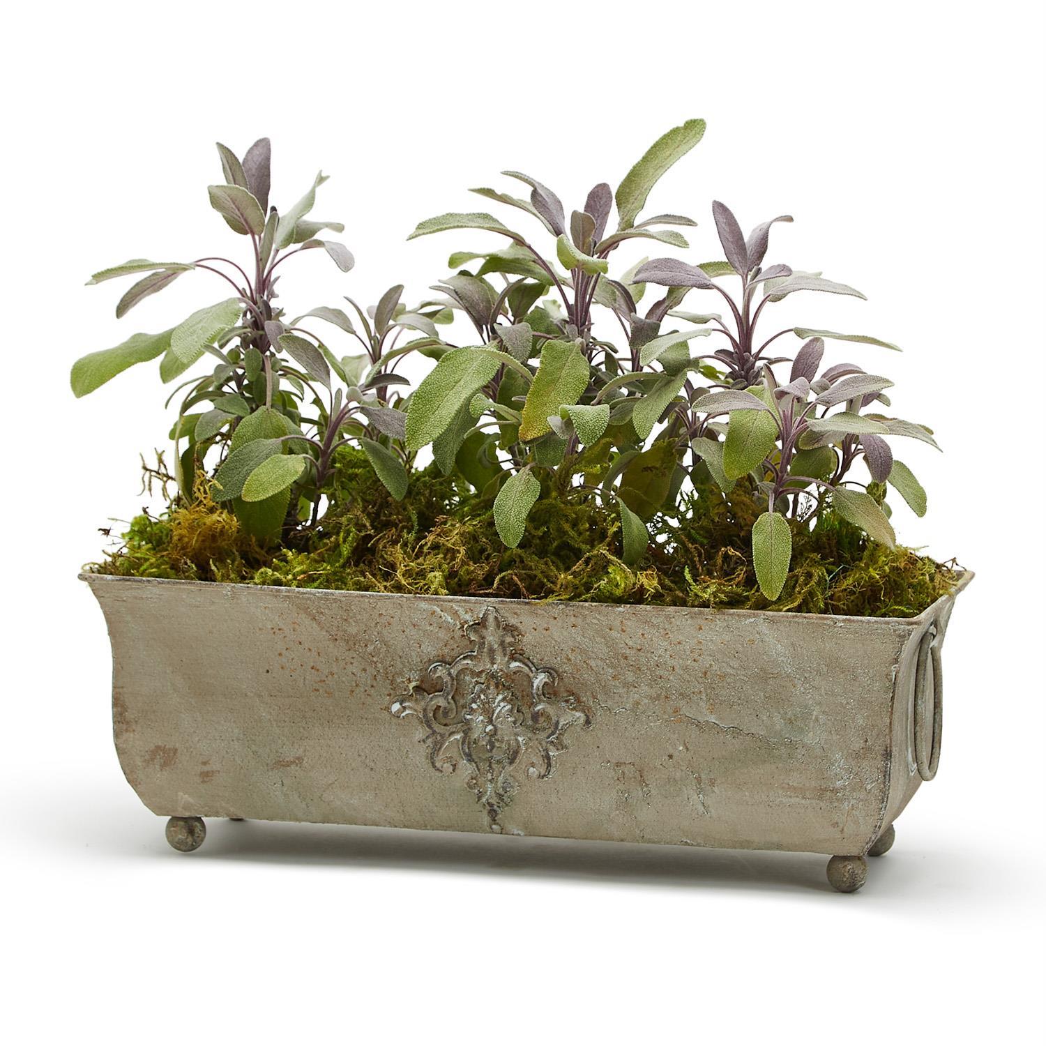 12" Vintage Planter with Antique Stone Finish