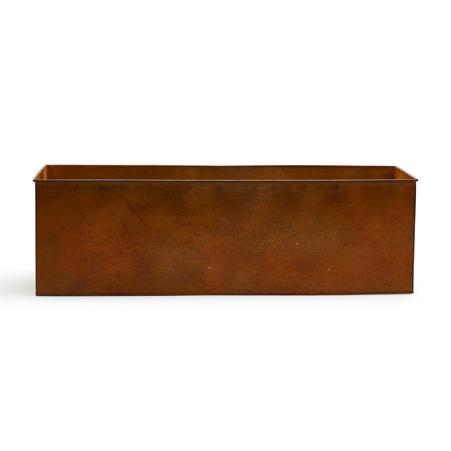 Set of 4 Window Box with Rusted Metal Finish