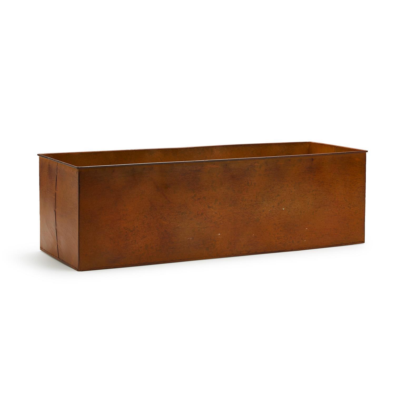 Set of 4 Window Box with Rusted Metal Finish