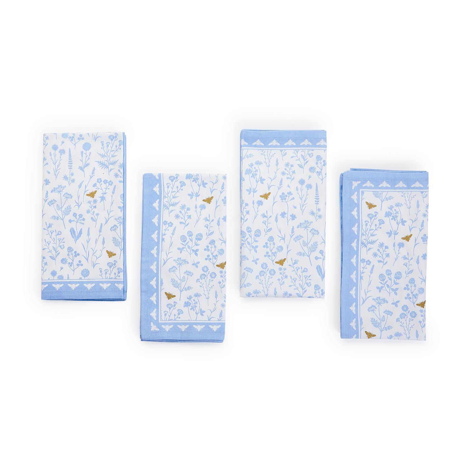 Bees and Blooms S/4 Cloth Napkins