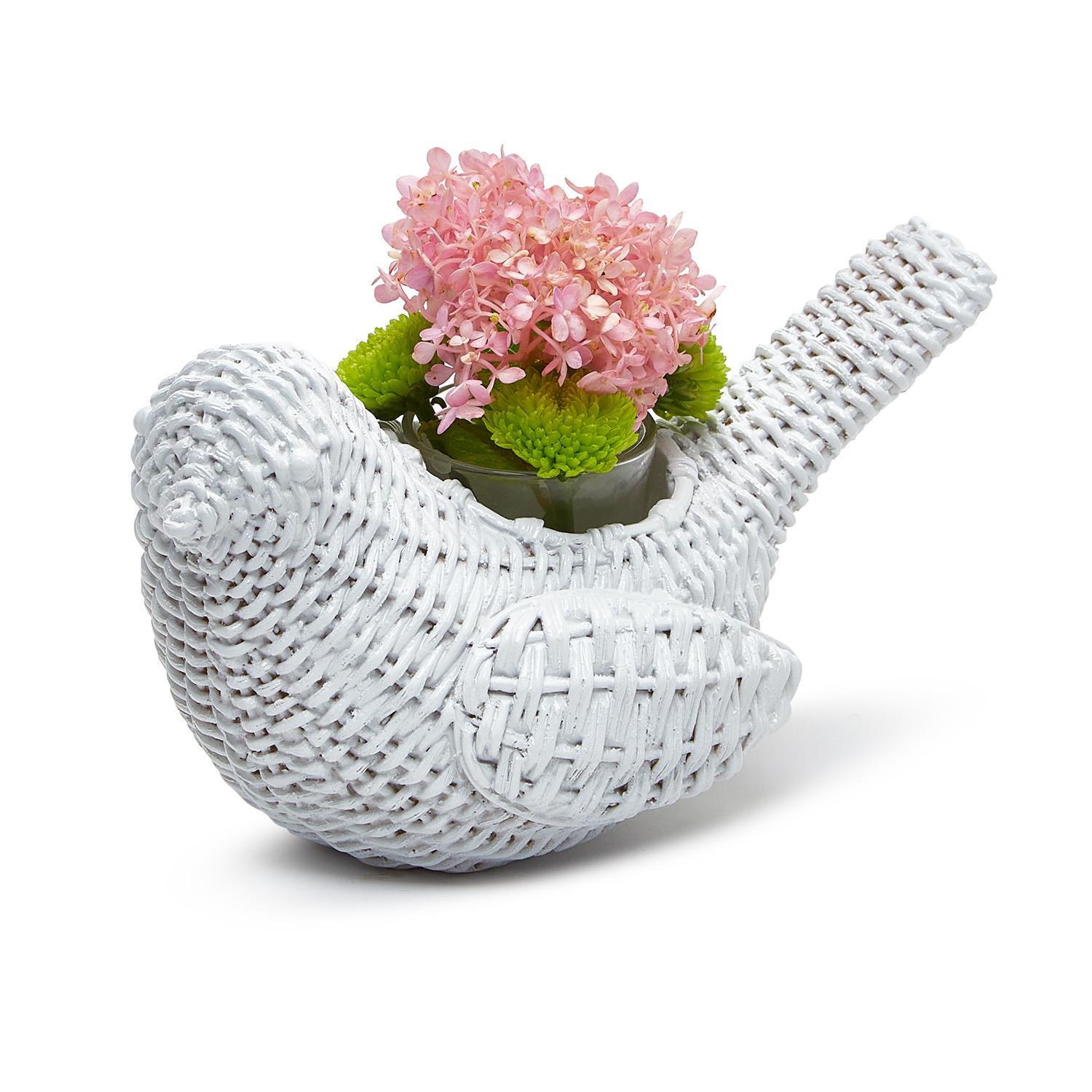 Basket Weave Pattern Bird Cachepot