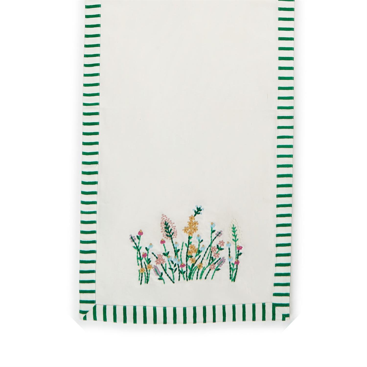 Wild Flowers Table Runner with Embroidered Accents