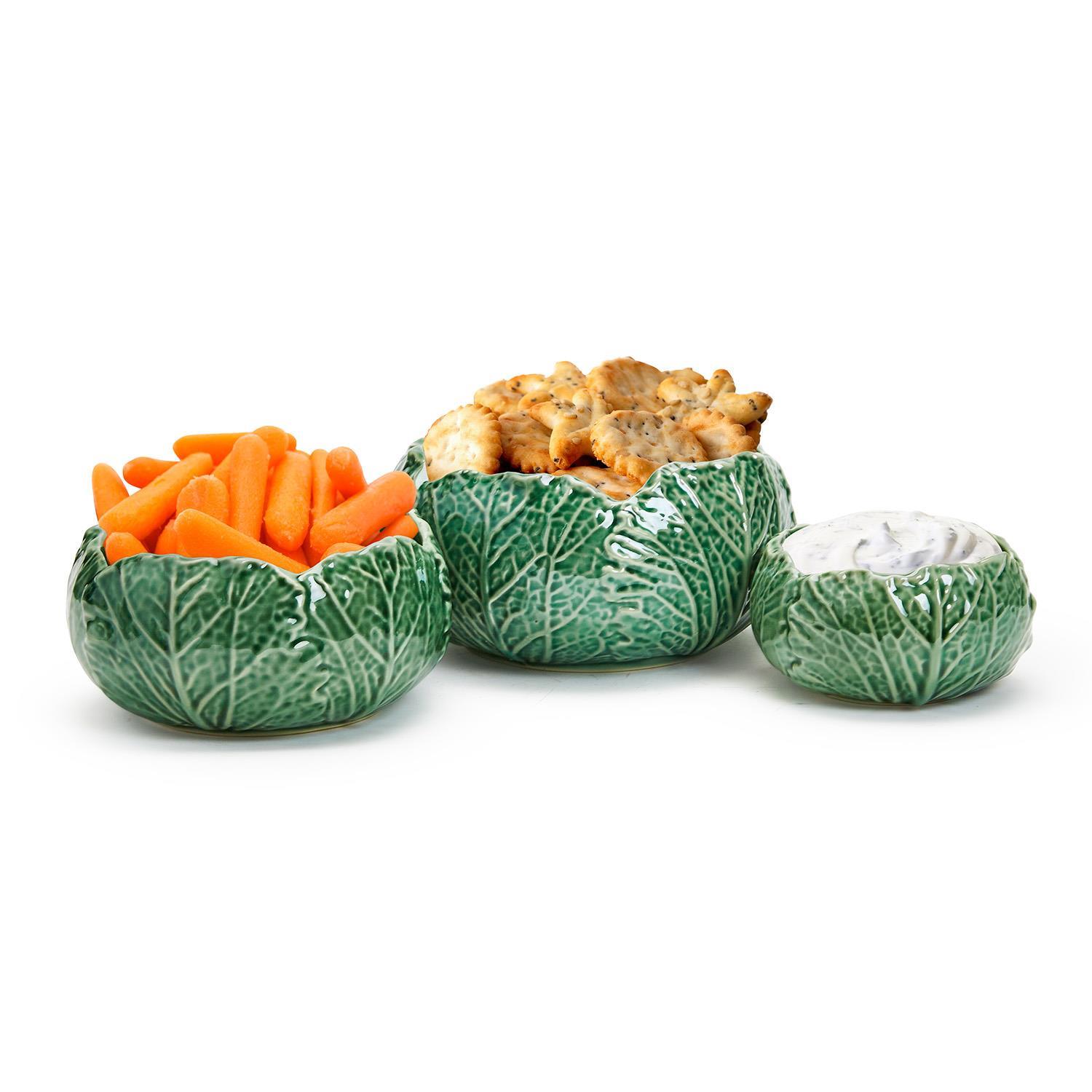 Set of 3 Cabbage Leaf Bowls