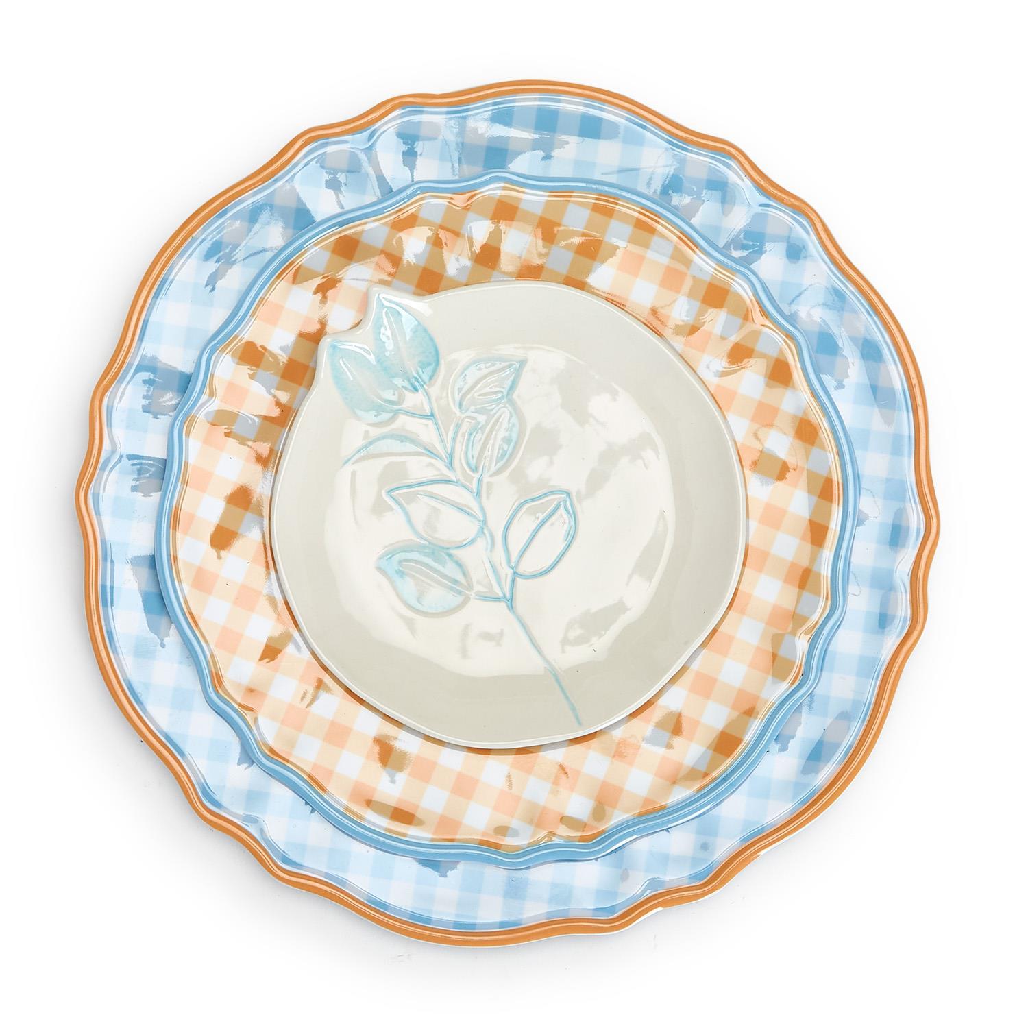 Full on Color Set of 4 Hand-Painted Tidbit Plates Includes 4 Colors