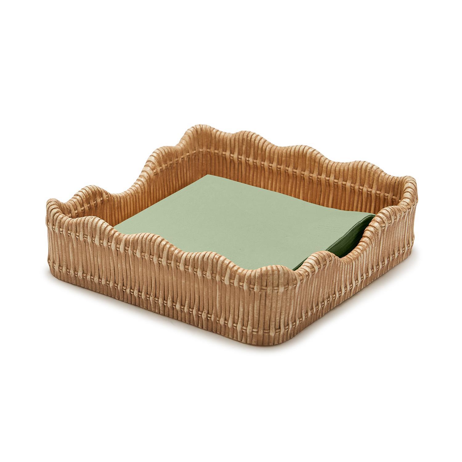 Scalloped Edge Basket Weave Pattern Luncheon Napkin Holder