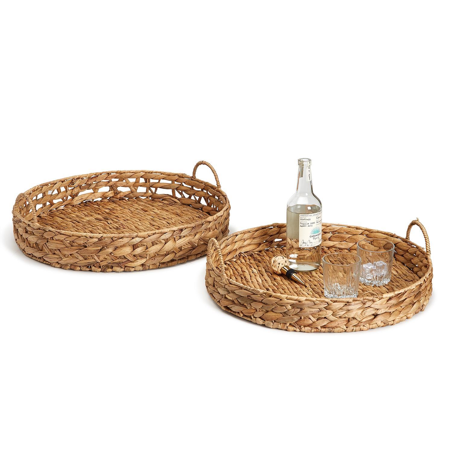Set of 2 Open Weave Round Tray