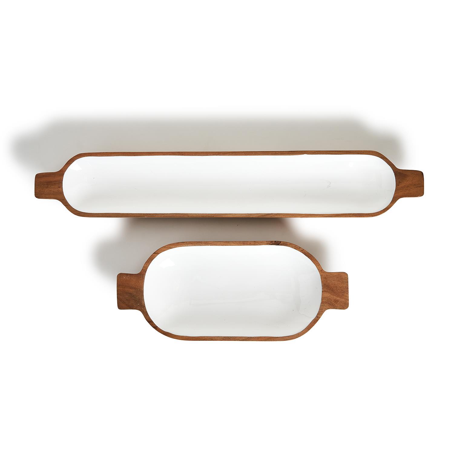S/2 Hand-Crafted Oblong Tray / Platter with Handles