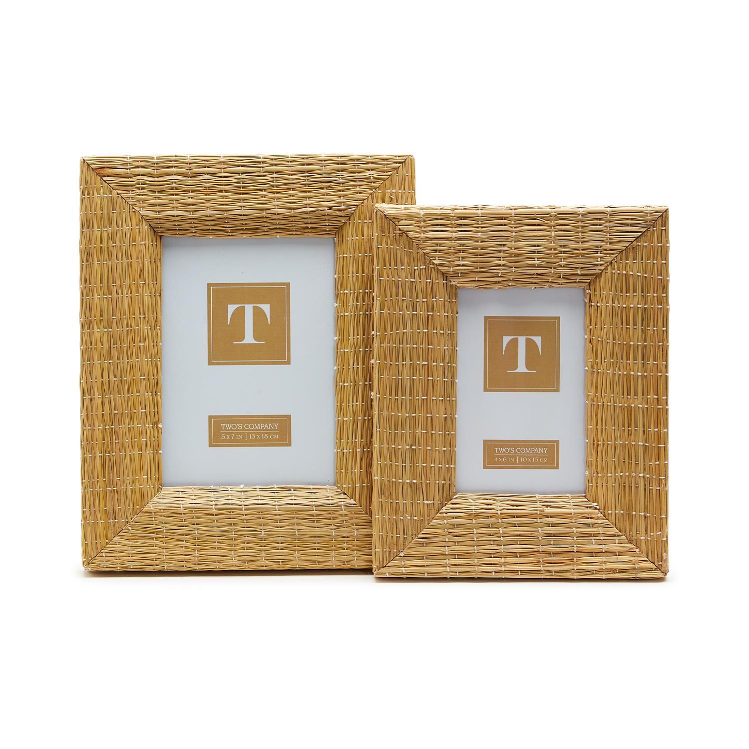 Woven Reeds S/2 Cane Photo Frames Includes 4x6 and 5x7