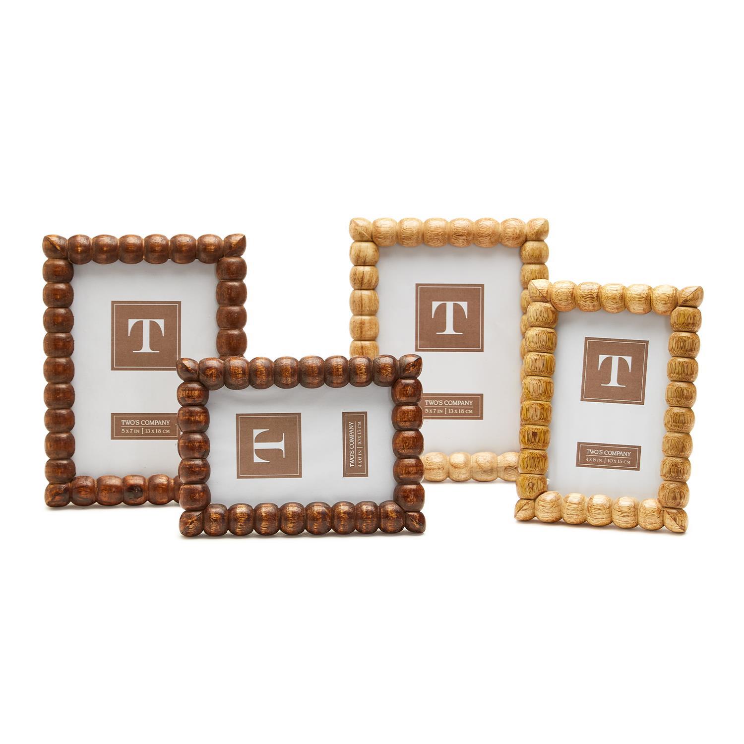 S/2 Hand-Carved Bobbin Photo Frame A/2 Colors