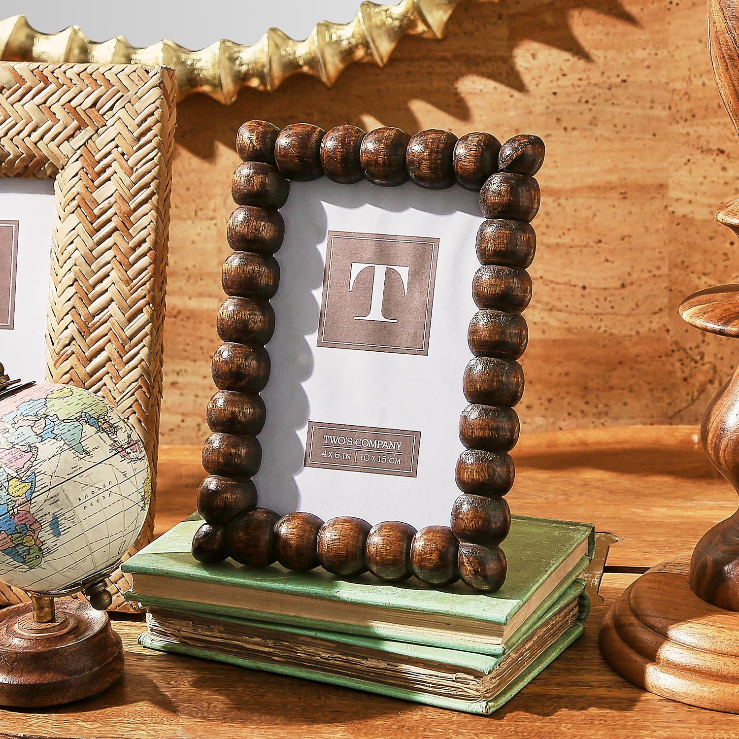 S/2 Hand-Carved Bobbin Photo Frame A/2 Colors