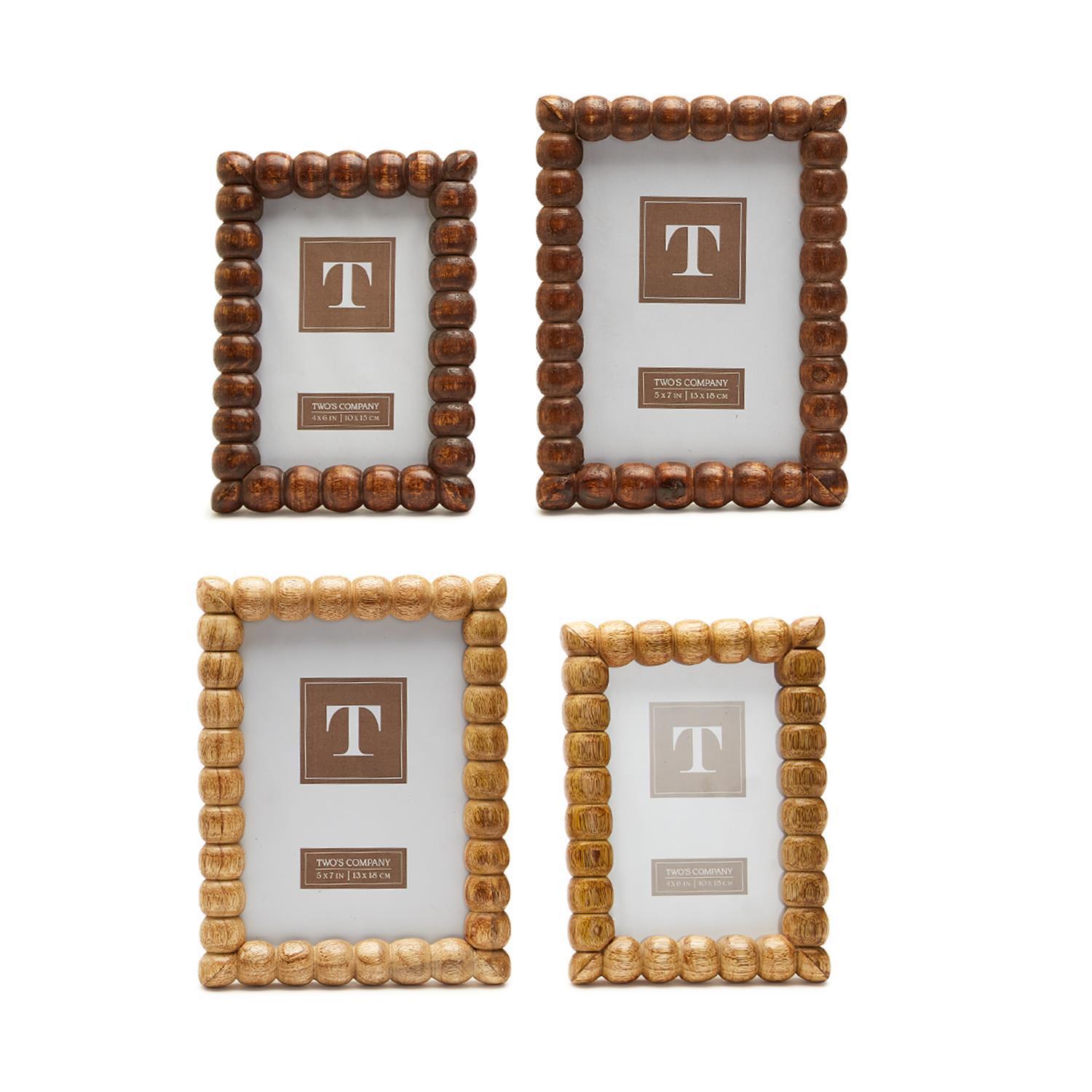 S/2 Hand-Carved Bobbin Photo Frame A/2 Colors