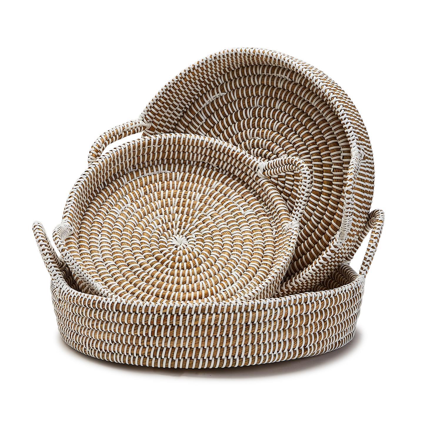S/3 Seagrass Basket Trays w/Handles