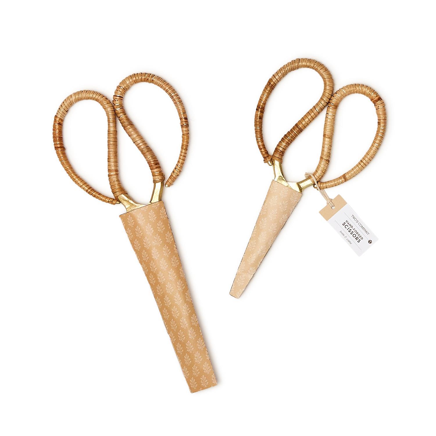 S/2 Cane Wrapped Gold Scissors