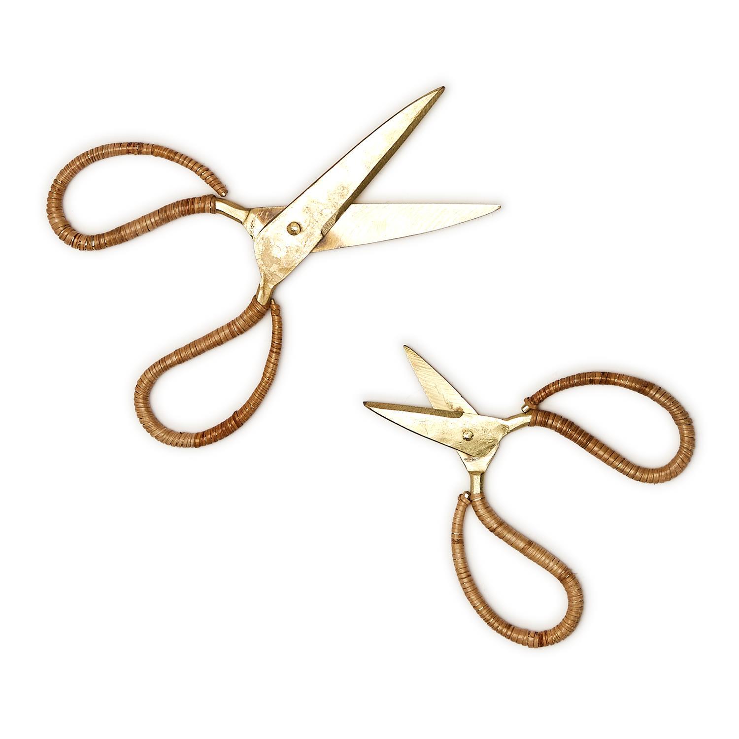 S/2 Cane Wrapped Gold Scissors