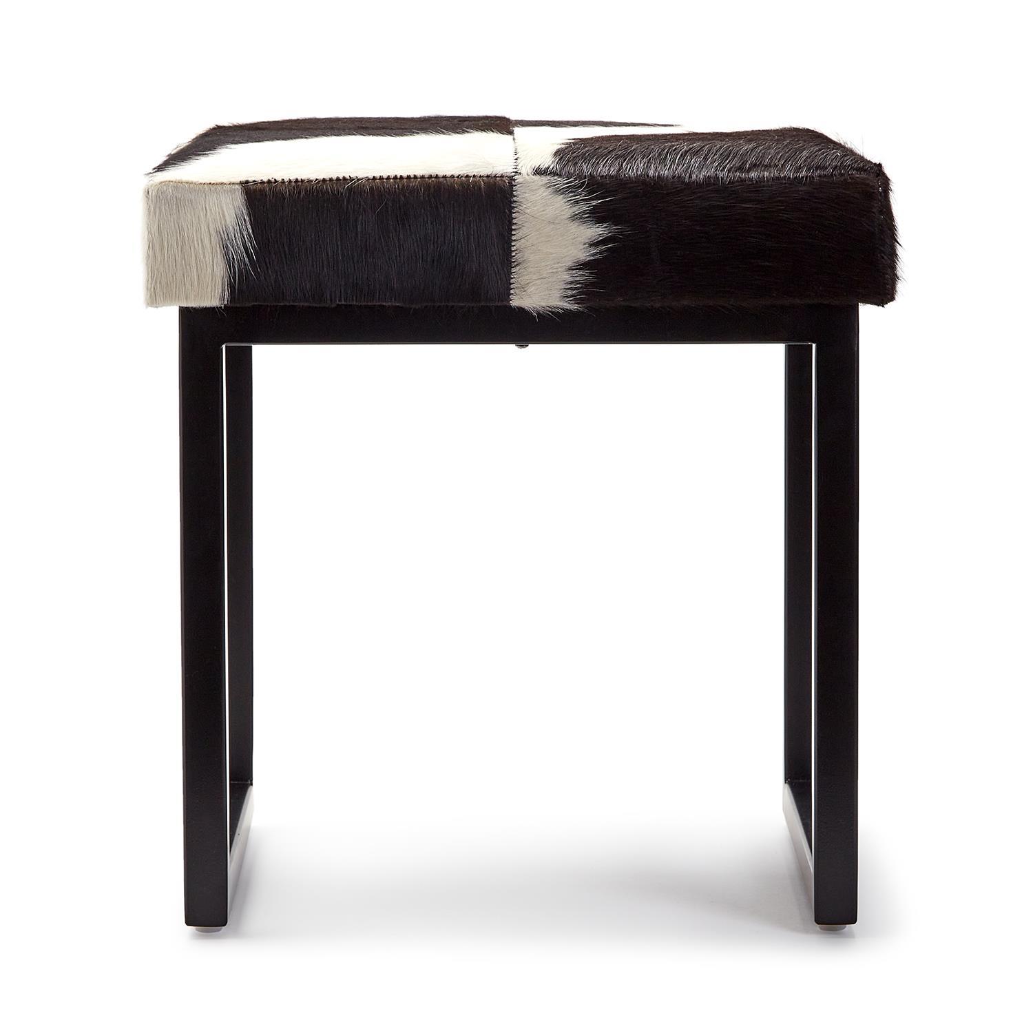 Genuine Cowhide Bench with Black Steel Base
