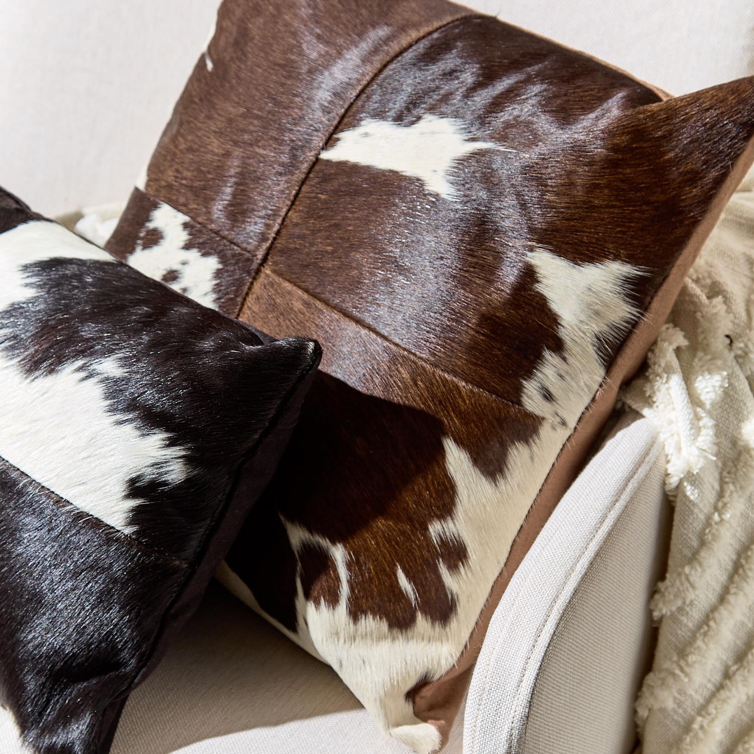 S/2 Genuine Cowhide Decorative Pillow A/2 Colors