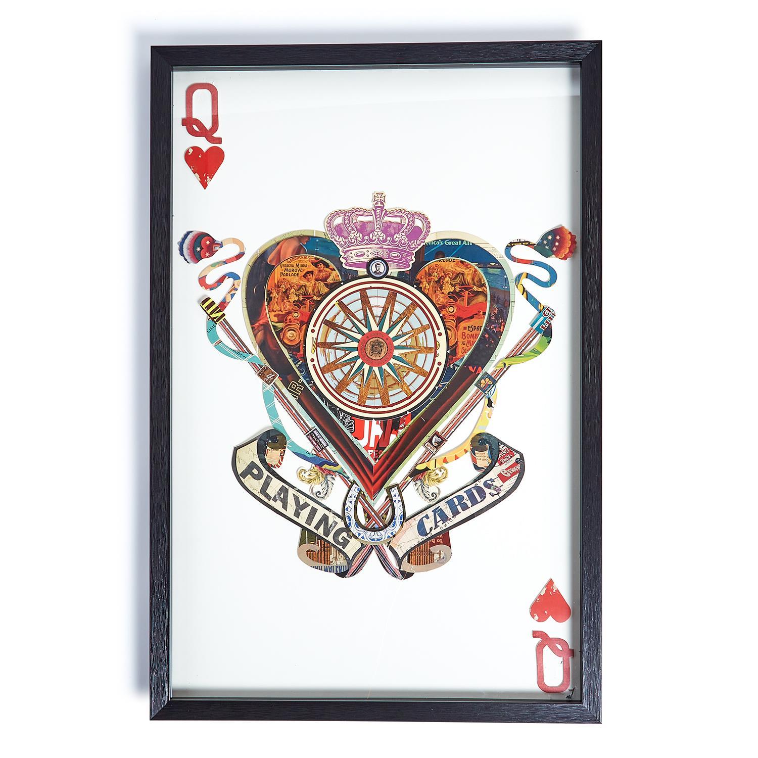 King and Queen S/2 Playing Card Paper Collage Wall Art