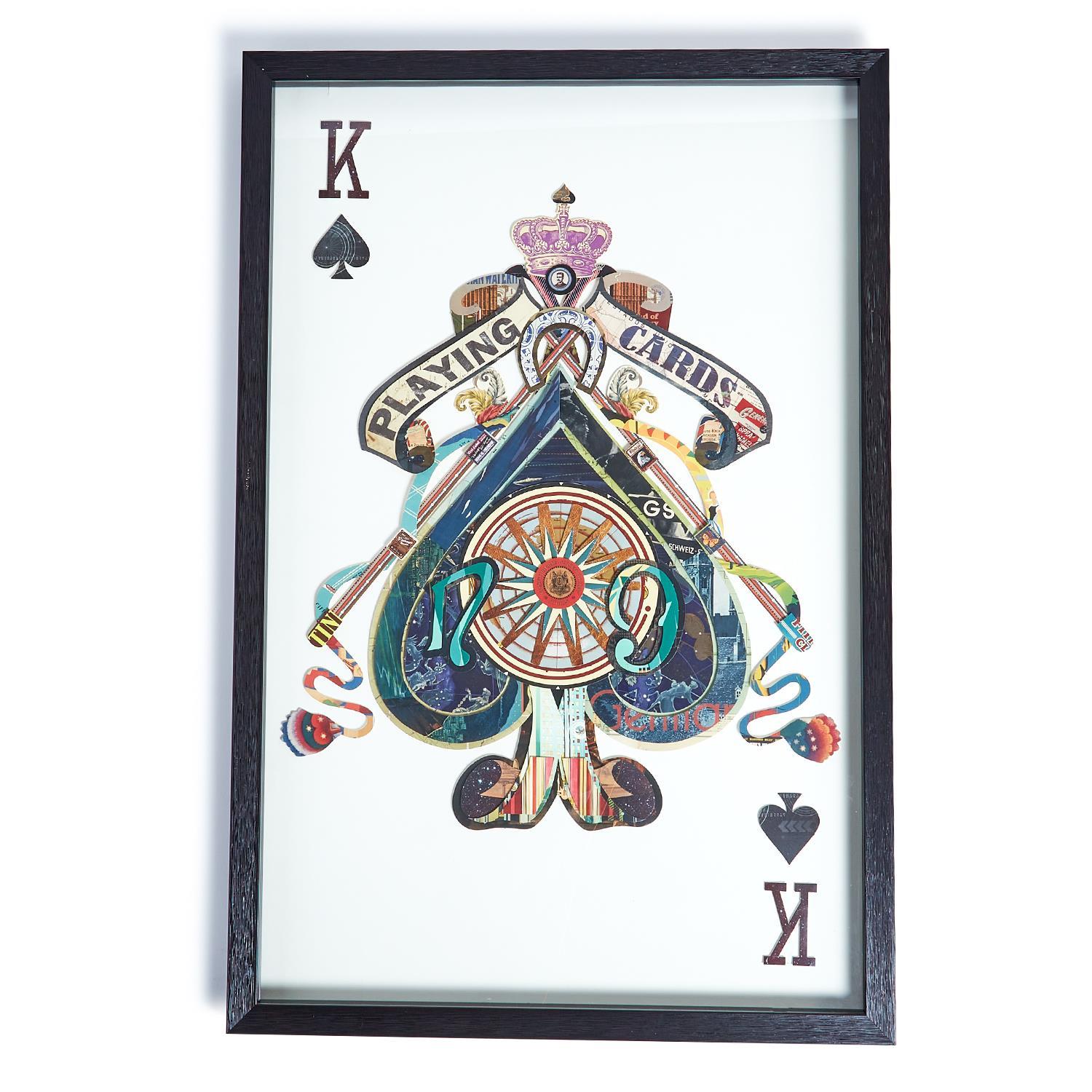 King and Queen S/2 Playing Card Paper Collage Wall Art