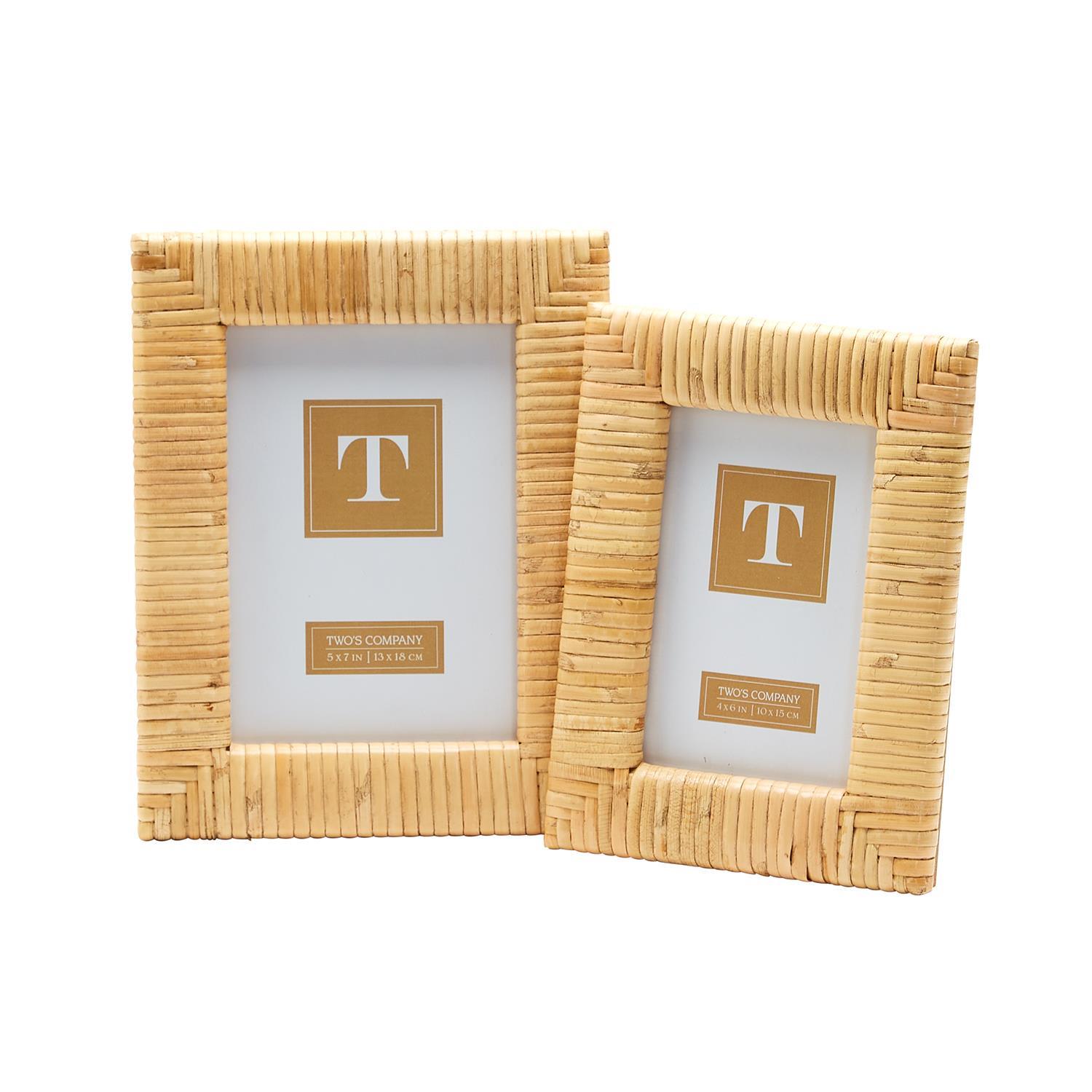 Woven Rattan S/2 Photo Frame Includes 2 Sizes: 4x6 and 5x7