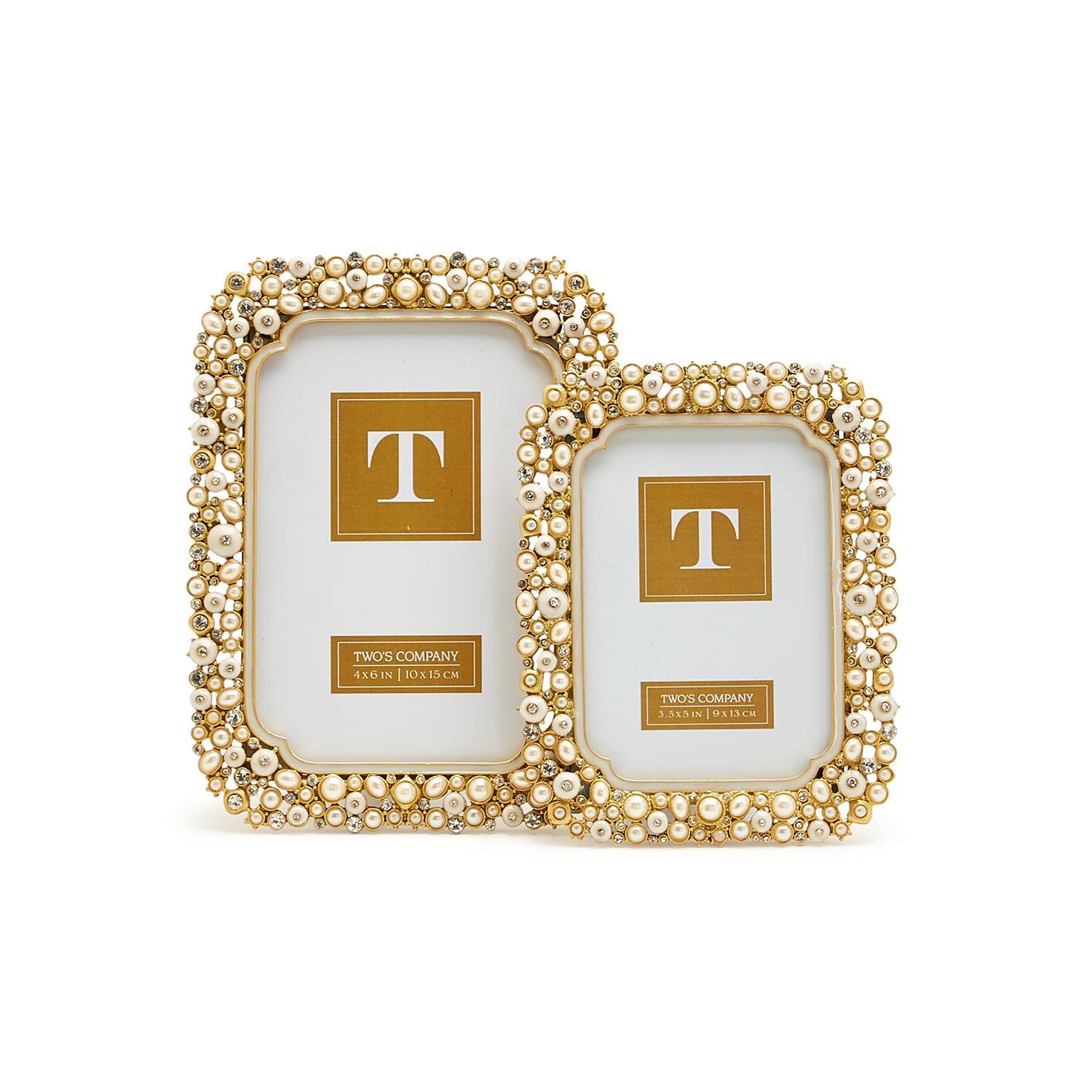 S/2 Pearl and Rhinestone Photo Frame