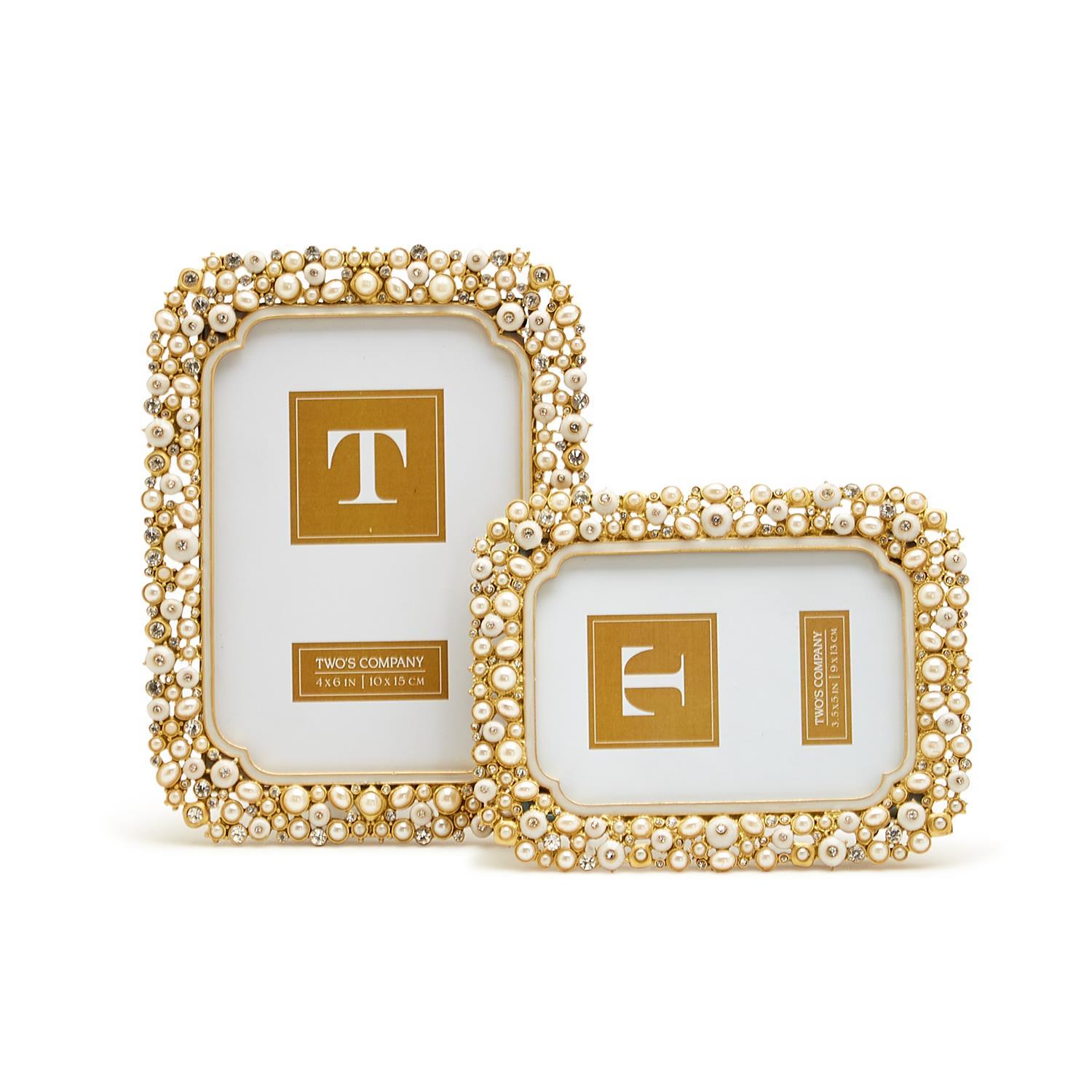 S/2 Pearl and Rhinestone Photo Frame