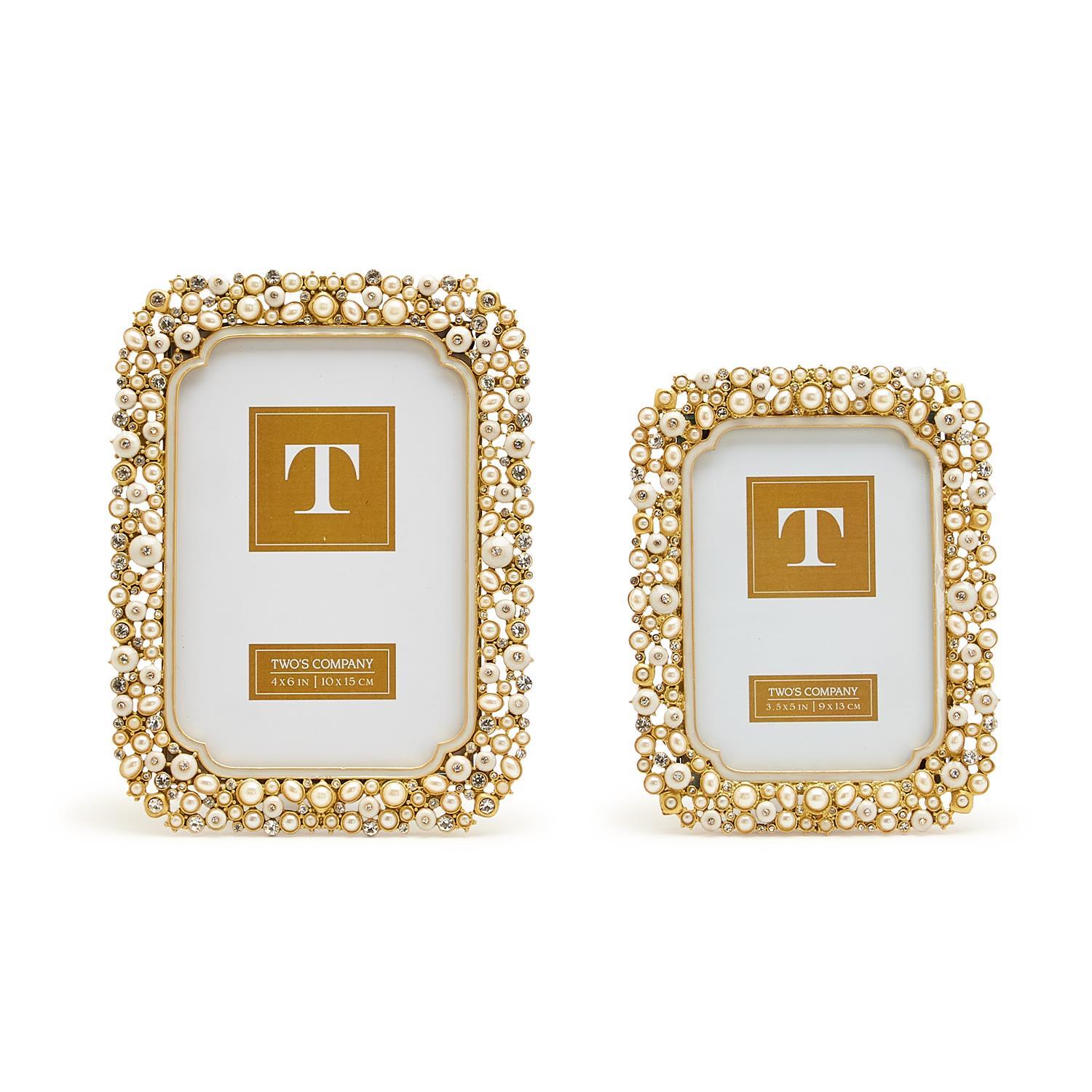S/2 Pearl and Rhinestone Photo Frame