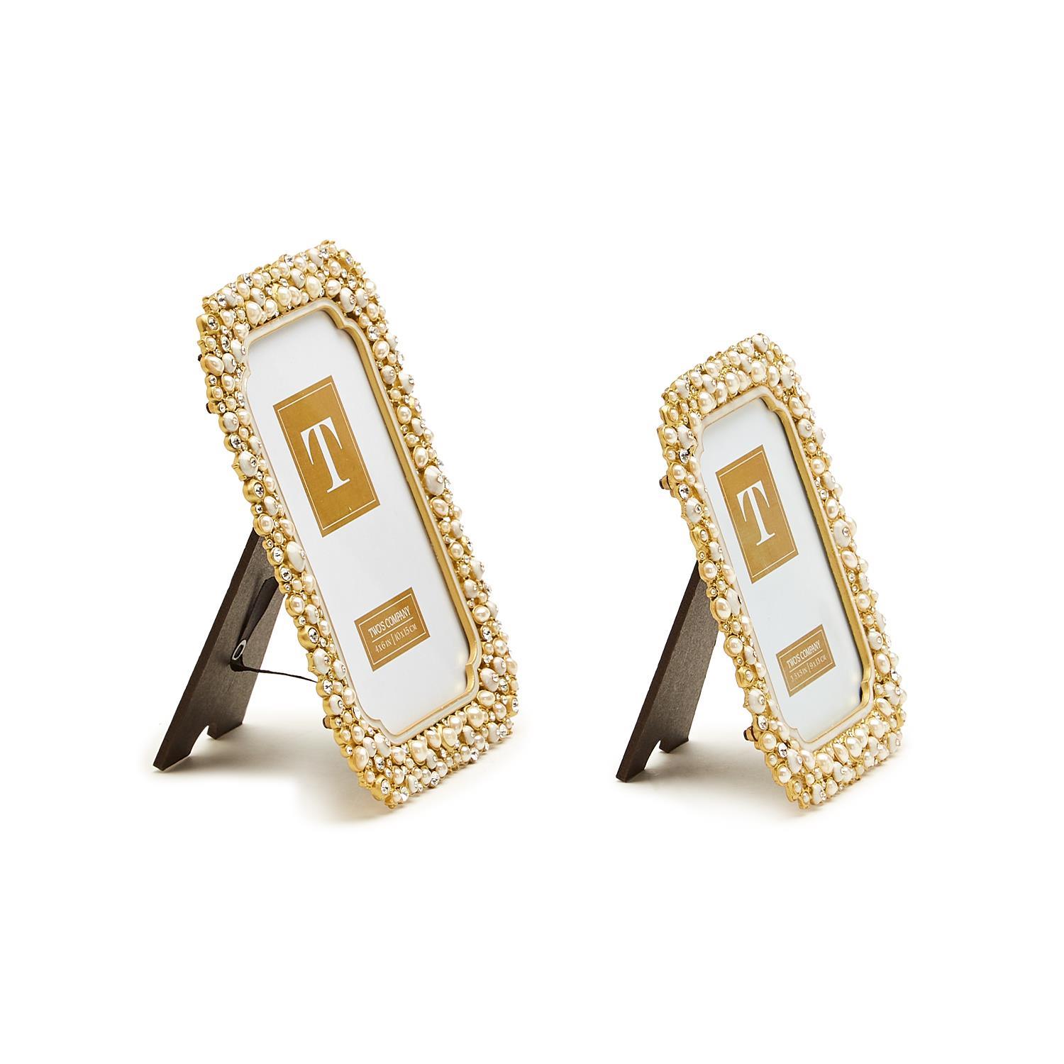 S/2 Pearl and Rhinestone Photo Frame