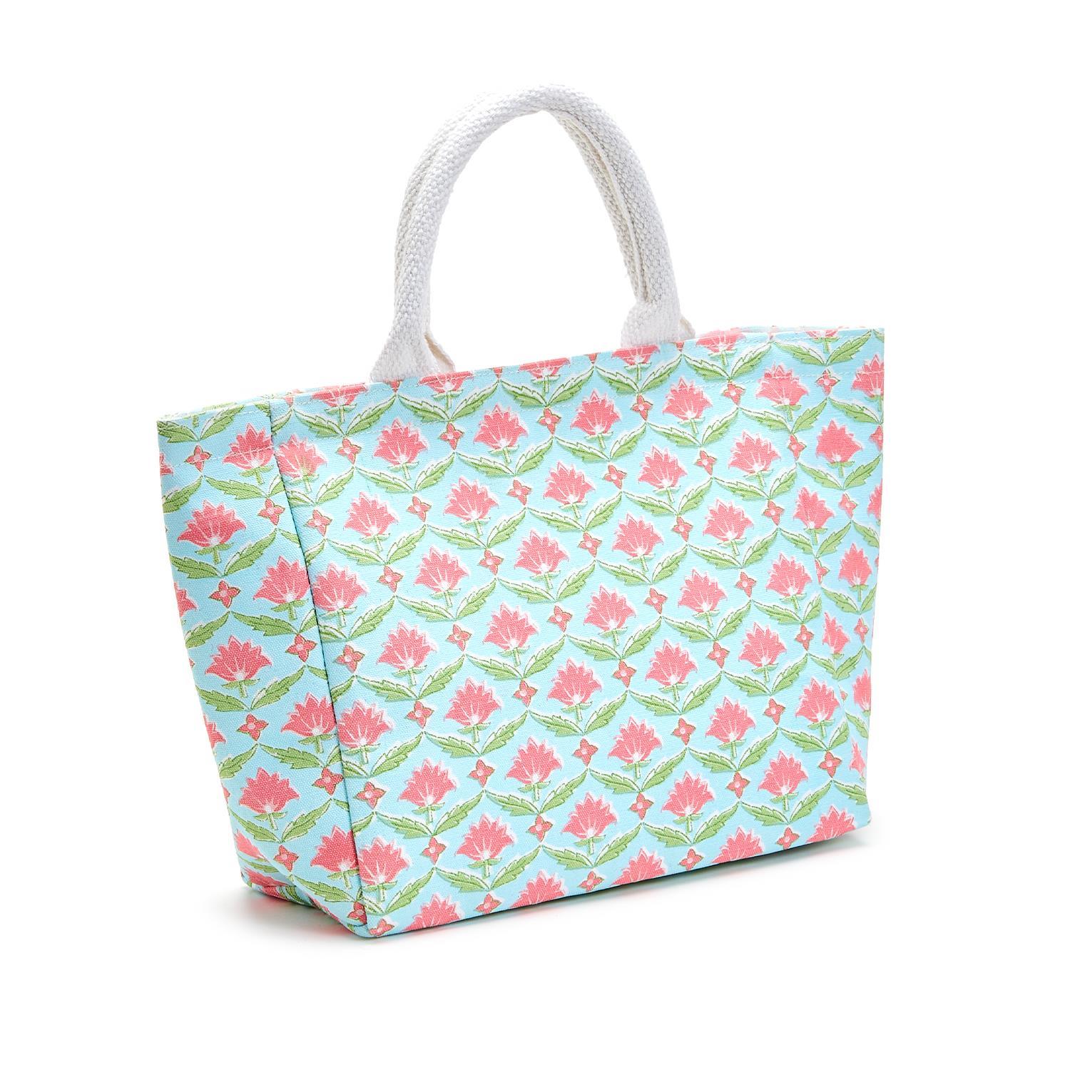 Floral Block Print Thermal Lunch Tote Bag A/3 Patterns