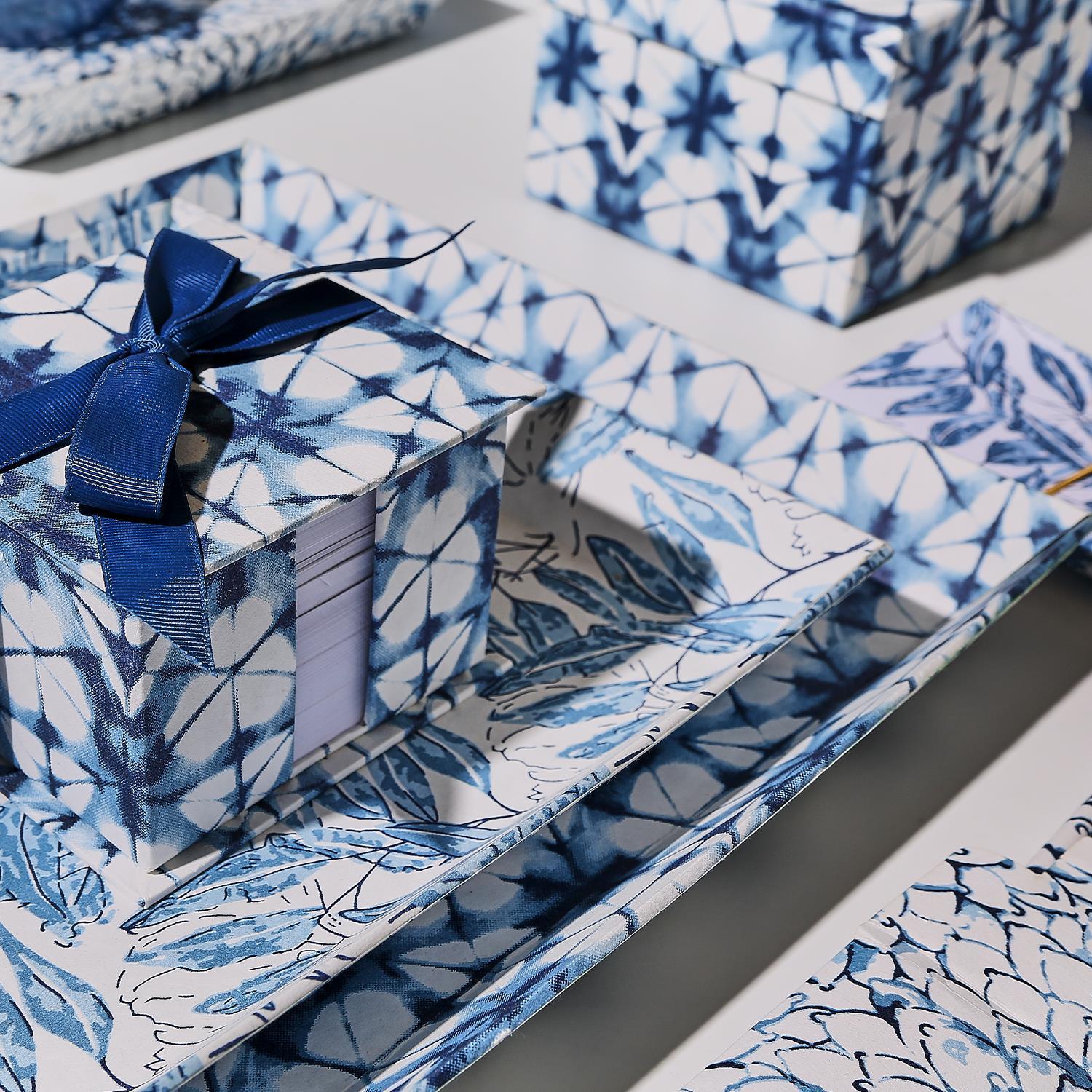 Indigo Block Print S/2 Trays Asst 3