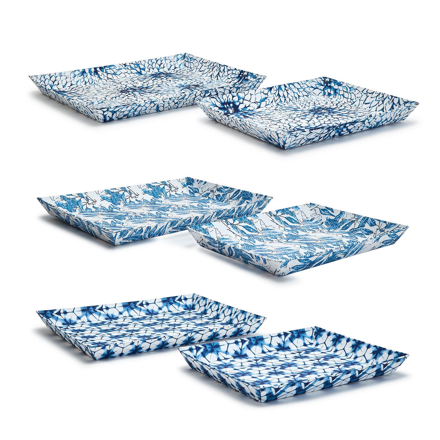 Indigo Block Print S/2 Trays Asst 3