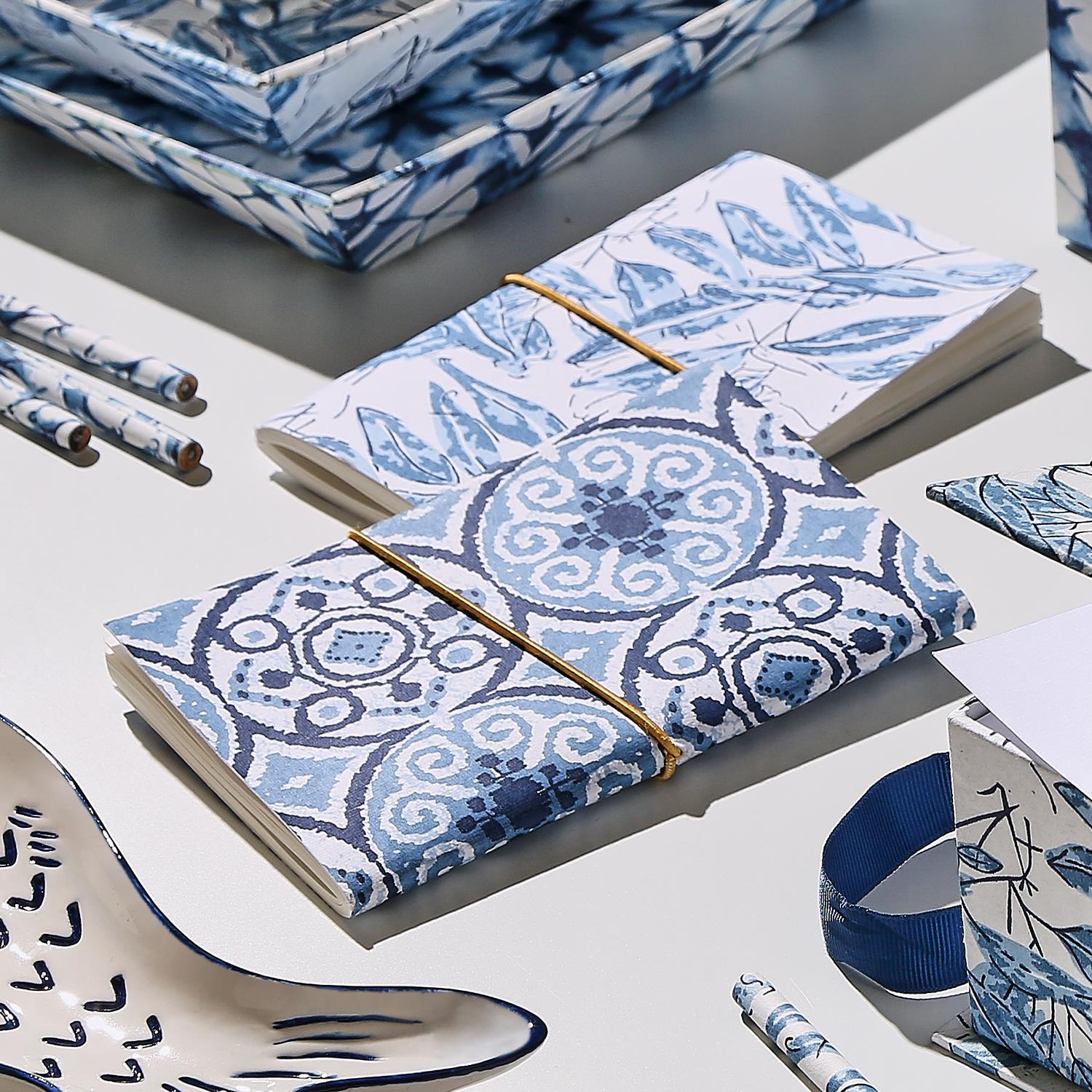 Indigo Block Print 4x6 Notebook A/6