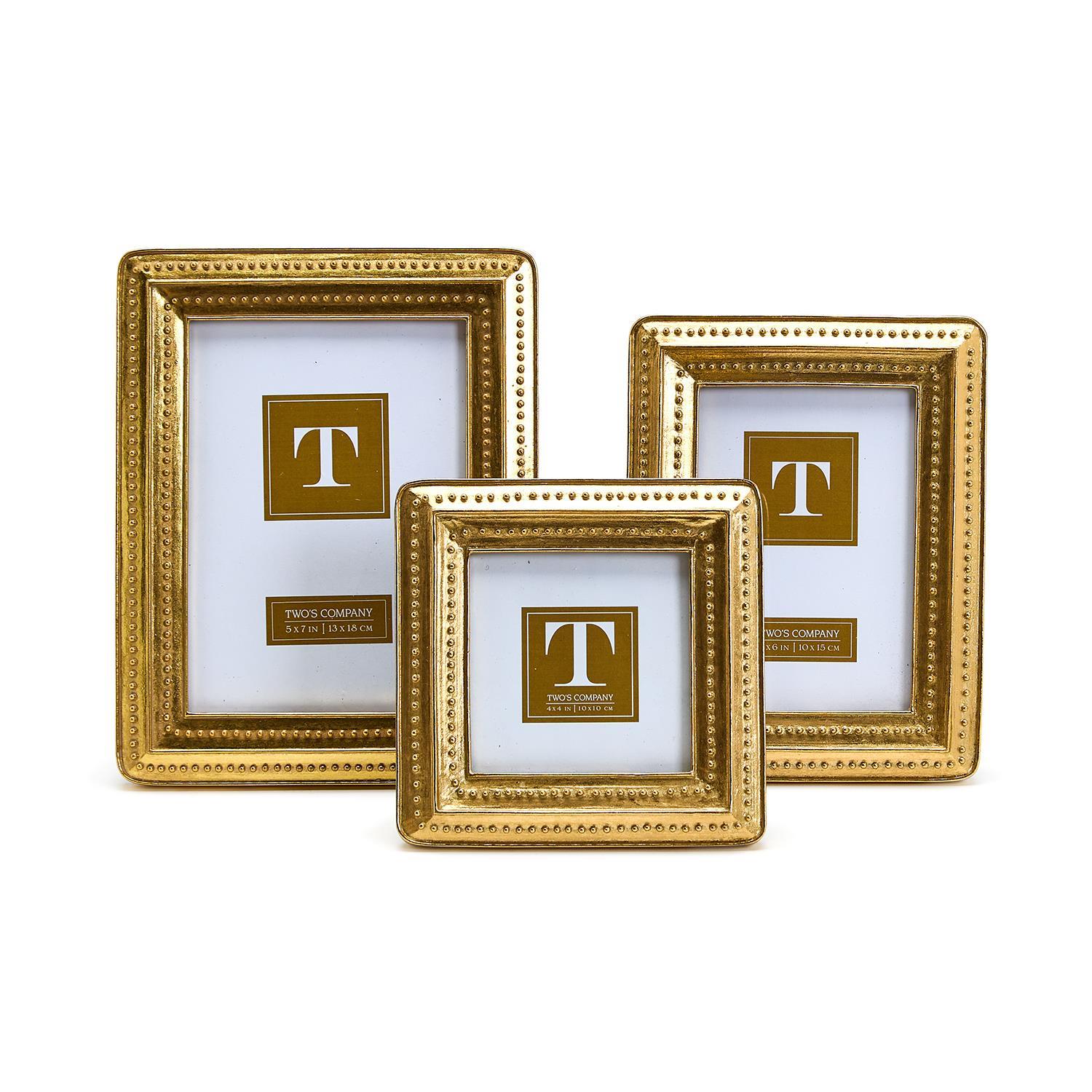 S/3 Gold Beaded Edge Photo Frame Incl 3 Sizes