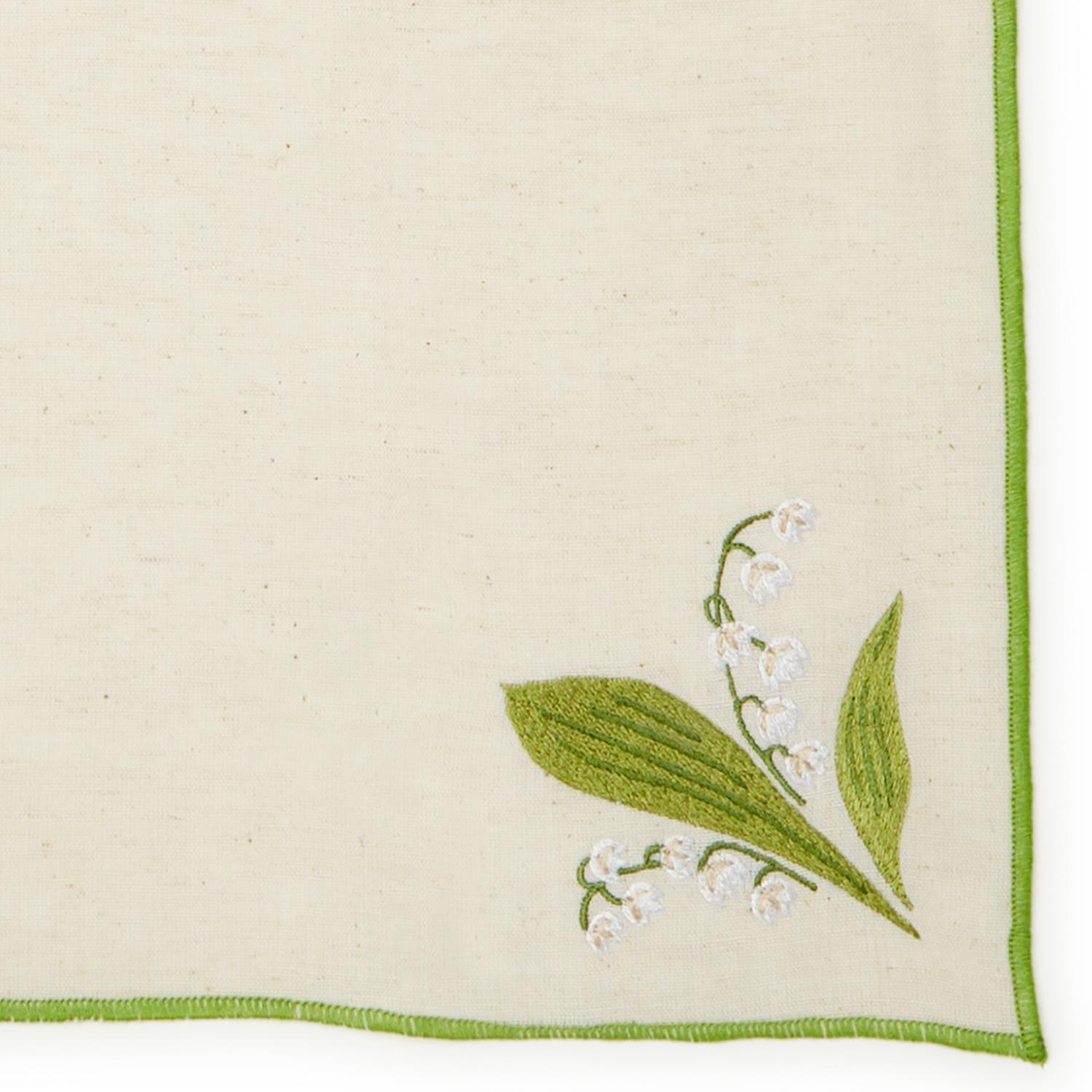 Lily of the Valley Set of 4 Embroidered Napkins with Merrow-Stitched ...
