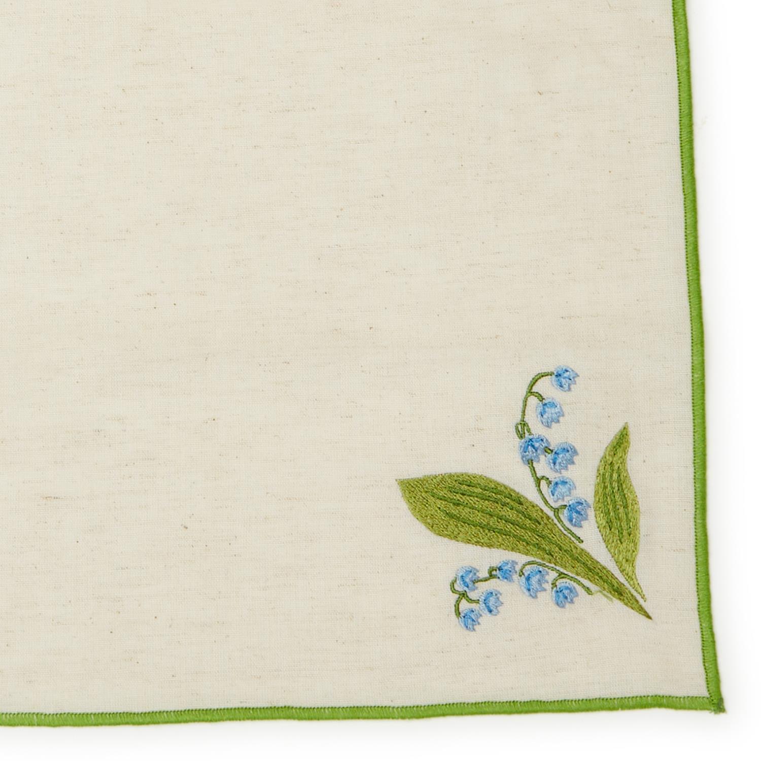 Lily of the Valley Set of 4 Embroidered Napkins with Merrow-Stitched ...