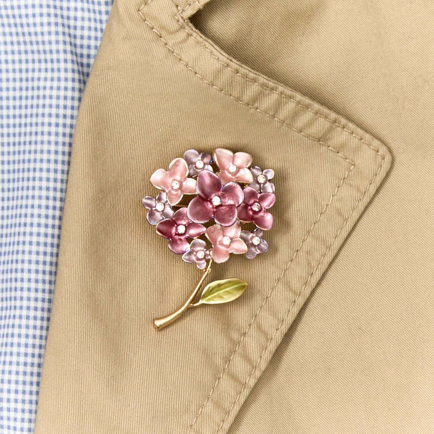 Enchanted Garden 15 Pc Brooch Pin Unit with Leaf Pillow Display Includes 5 Designs