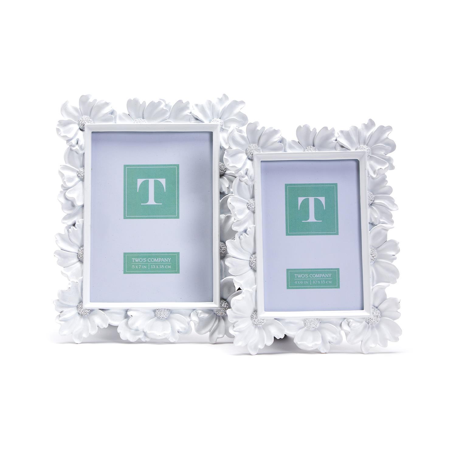 White Daisy S/2 Photo Frame