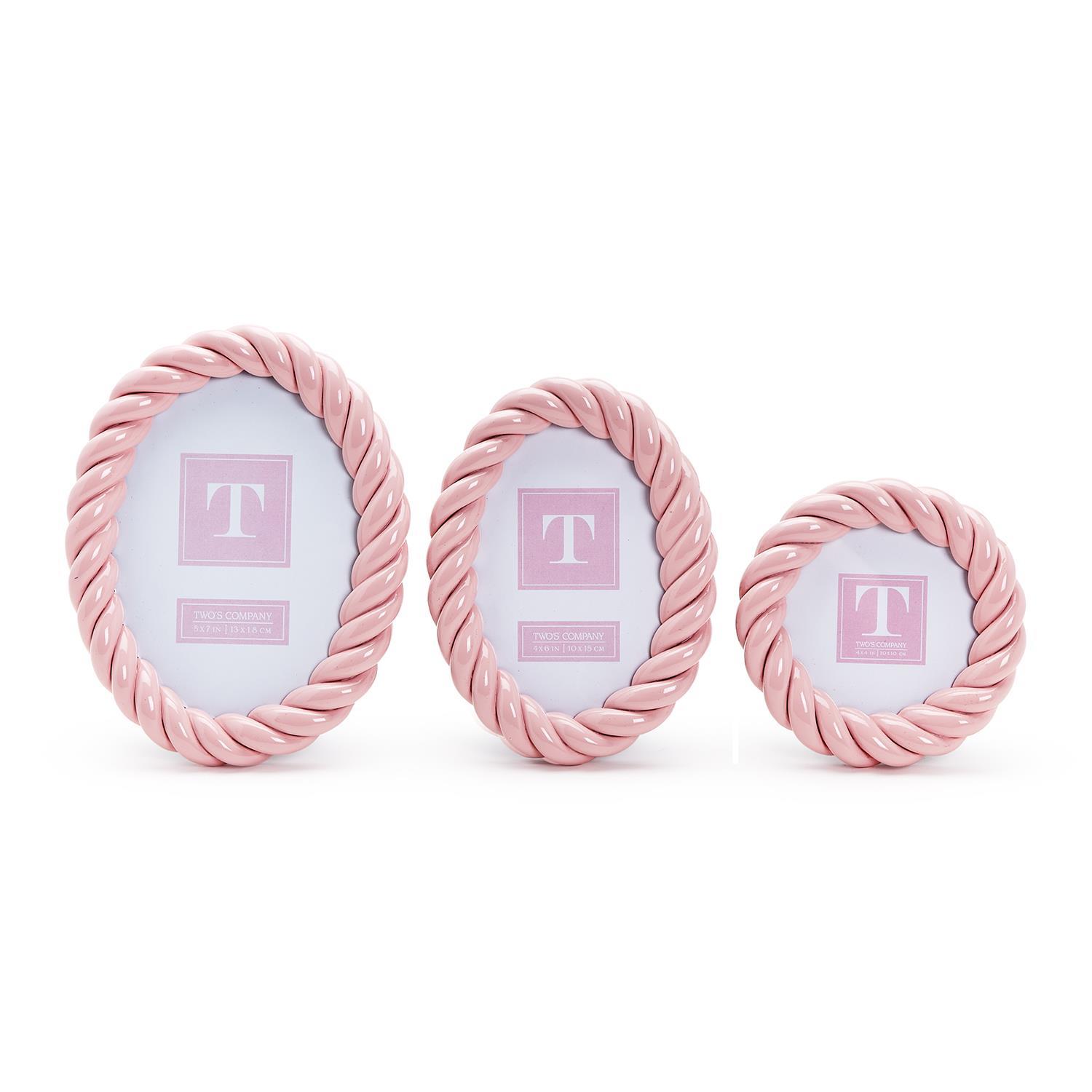 S/3 Pink Twist Photo Frame