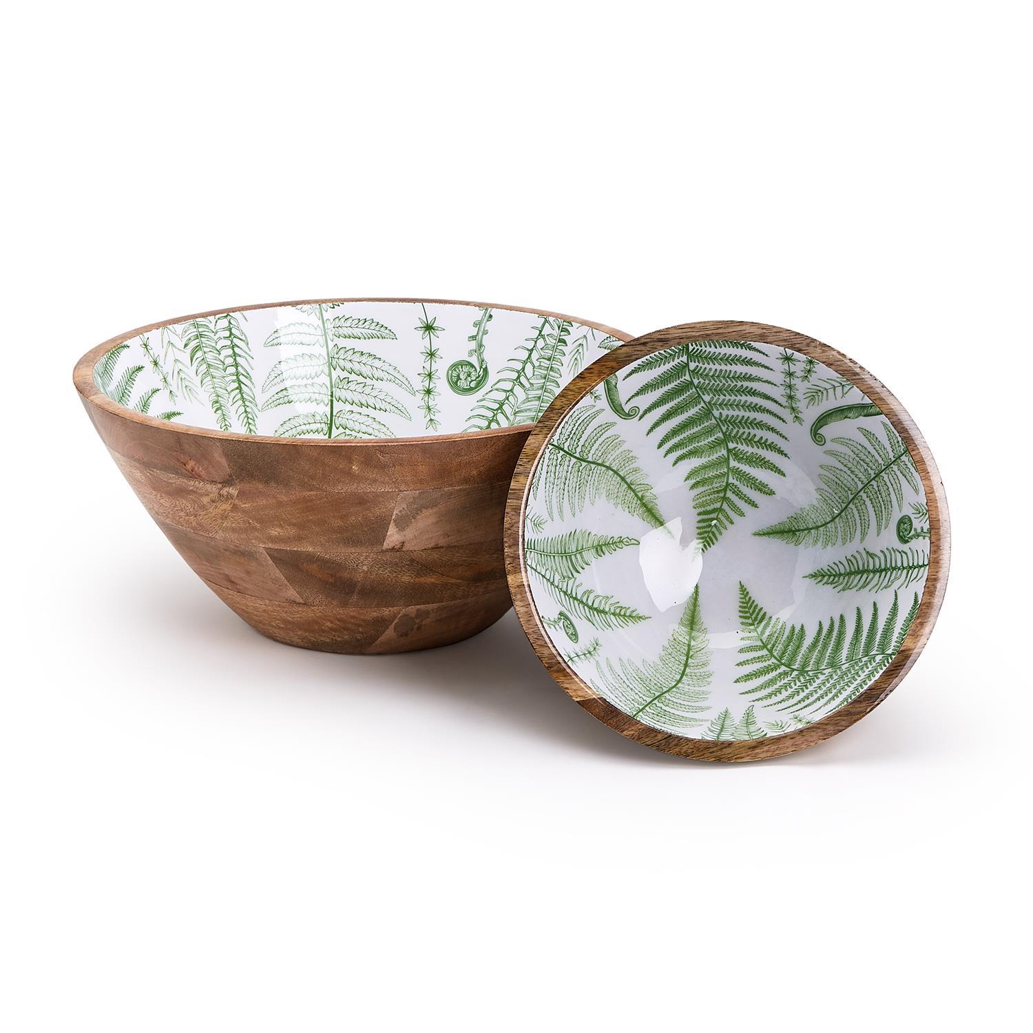 S/2 Fern Hand-Crafted Wood Bowl