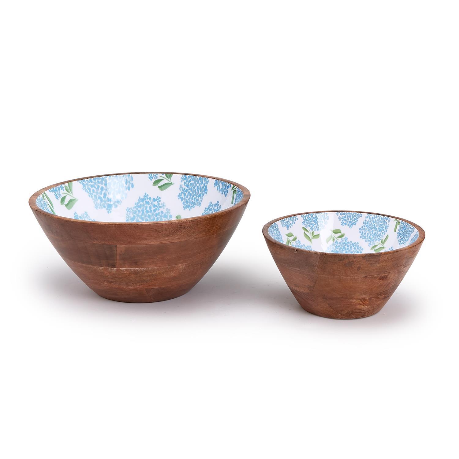 S/2 Hydrangea Hand-Crafted Wood Bowl