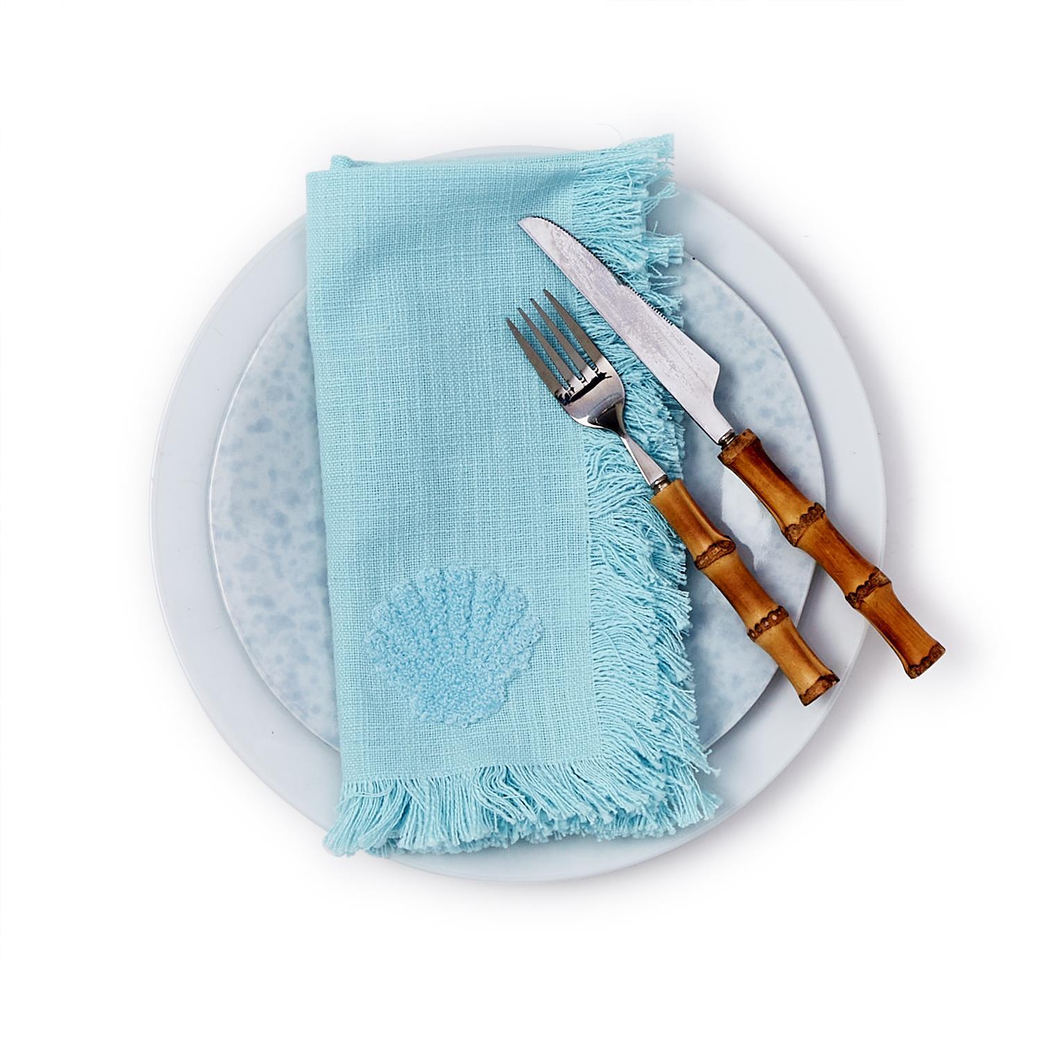 S/4 Sea Shell Napkin A/2 Colors