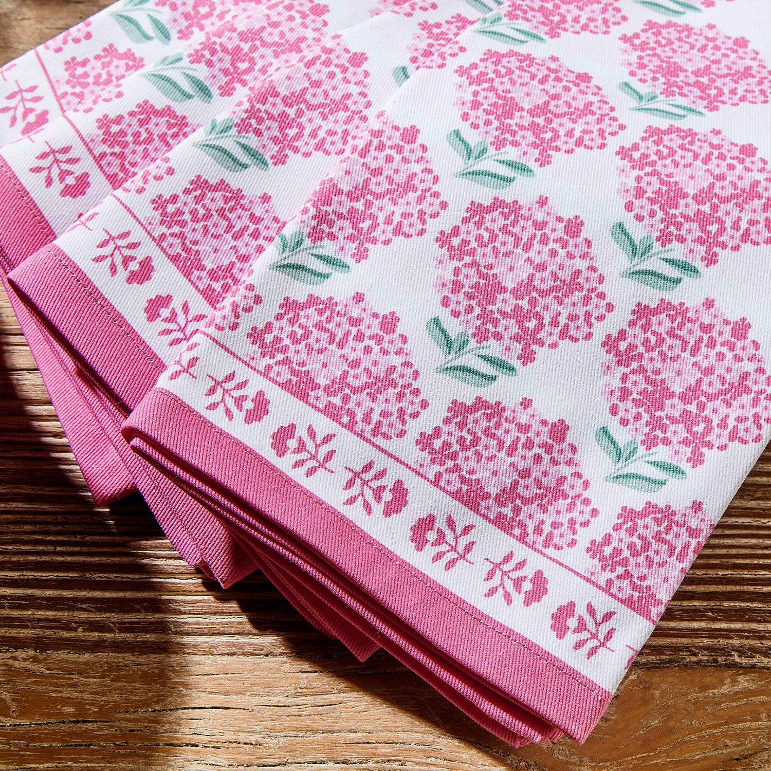 S/4 Pink Hydrangea Cloth Napkins