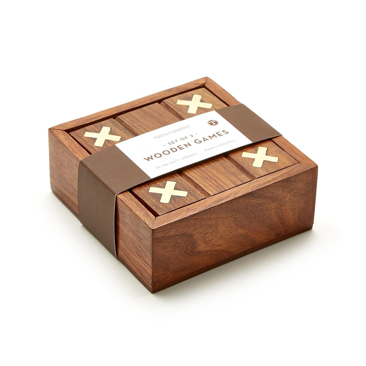 2-in-1 Game Set in Hand-Crafted Storage Box Includes Tick-Tac-Toe and ...