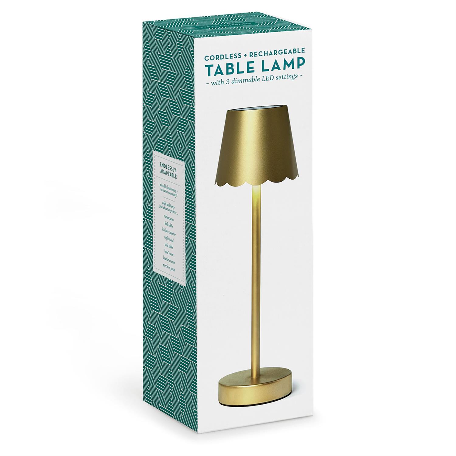 LED Portable Cordless Table Lamp with Scalloped Edge Shade in Gift Box